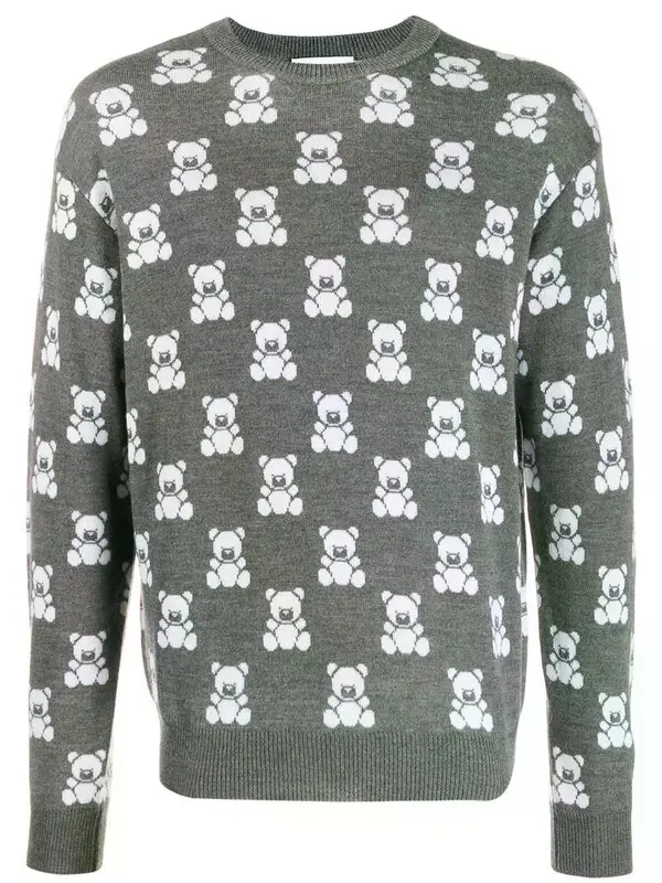 Moschino Teddy Bear Intarsia Jumper - Grey