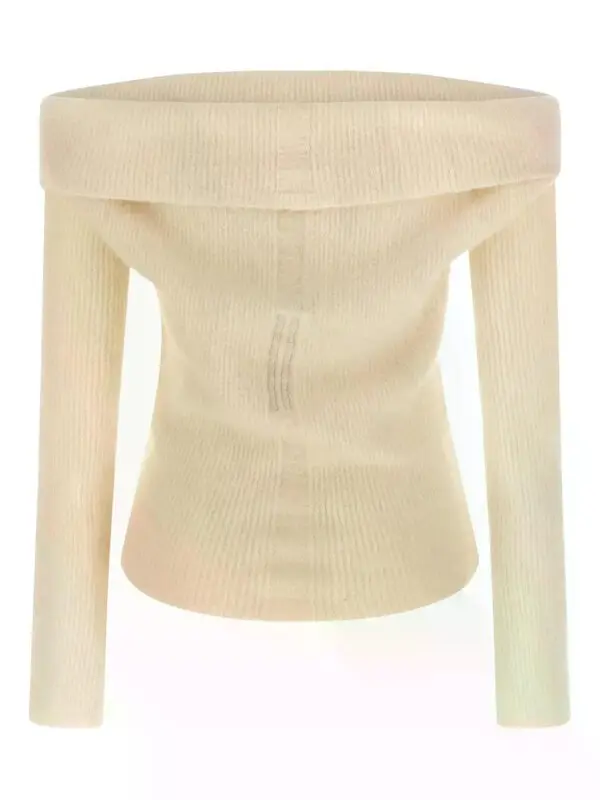 Rick Owens Cowl Ribbed Sweater - Neutrals