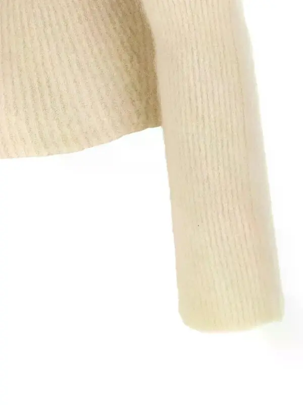 Rick Owens Cowl Ribbed Sweater - Neutrals