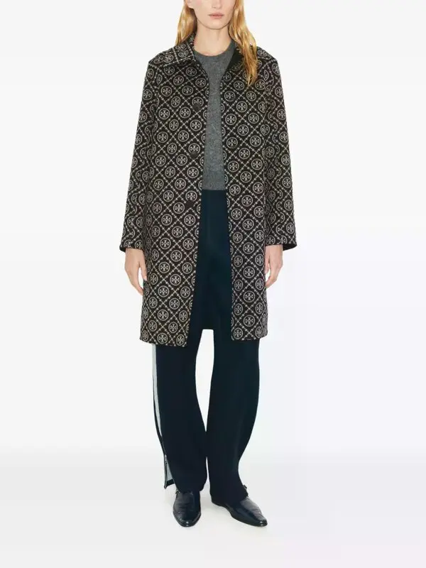 Tory Burch Jacquard Monogram Wool Coat