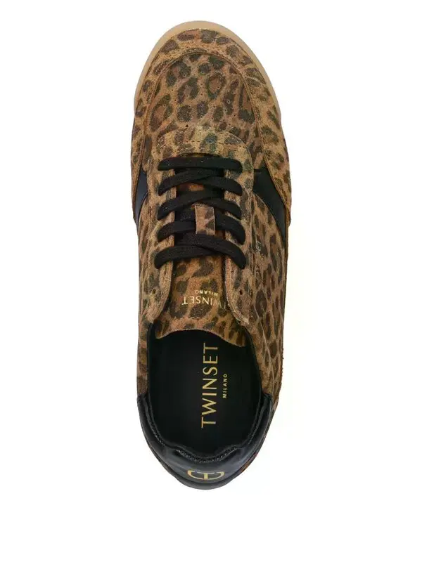 TWINSET Leopard-print Panelled Sneakers - Brown