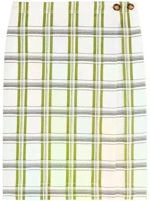 Victoria Beckham Check Wrap Skirt - White