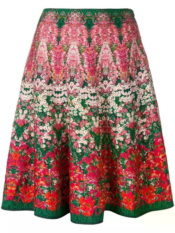 Alexander McQueen Floral Print Midi Skirt