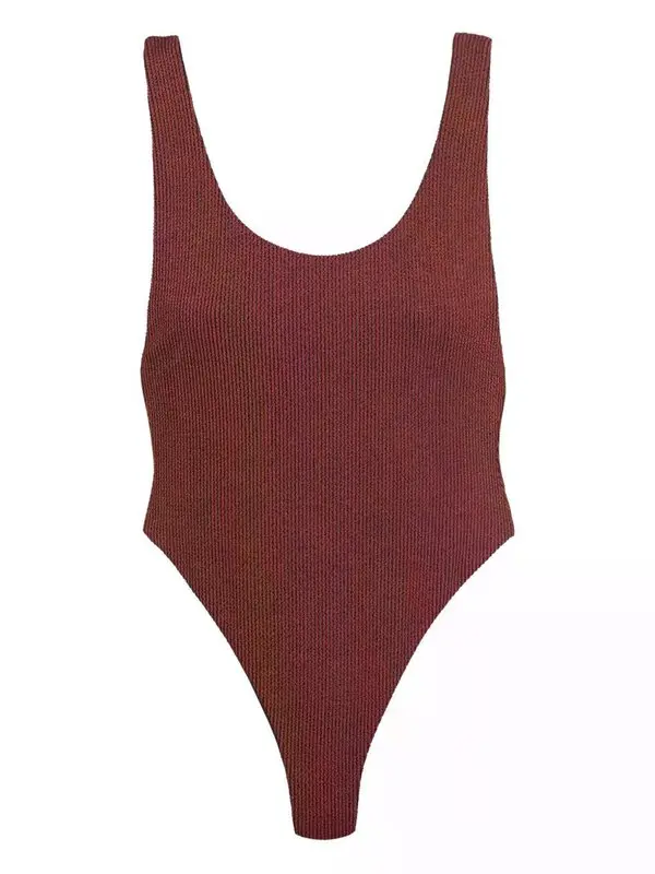REINA OLGA Ribbed One-piece Swimsuit - Brown
