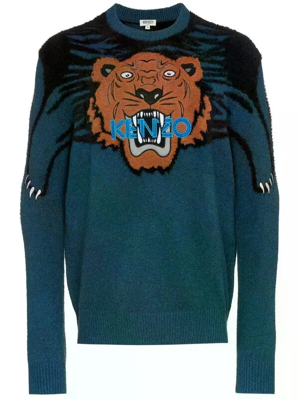 Kenzo Tiger Intarsia Jumper - Blue