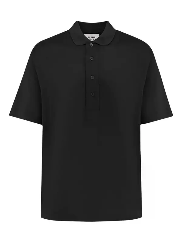 ALPHA STYLE Short-sleeve Polo Shirt - Black