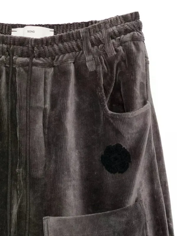 SONG FOR THE MUTE Appliqué-detail Corduroy Pants