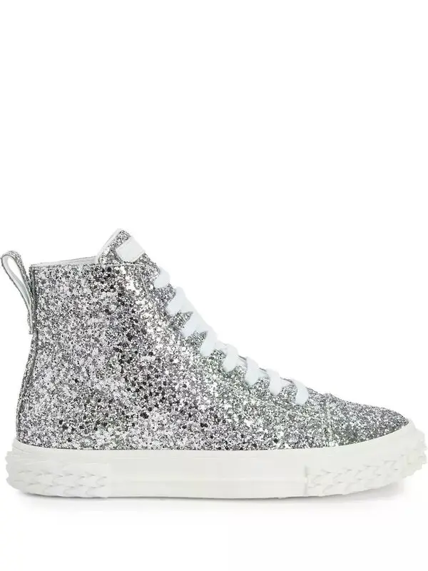 GIUSEPPE ZANOTTI Eco-blabber High-top Glitter Sneakers - Silver