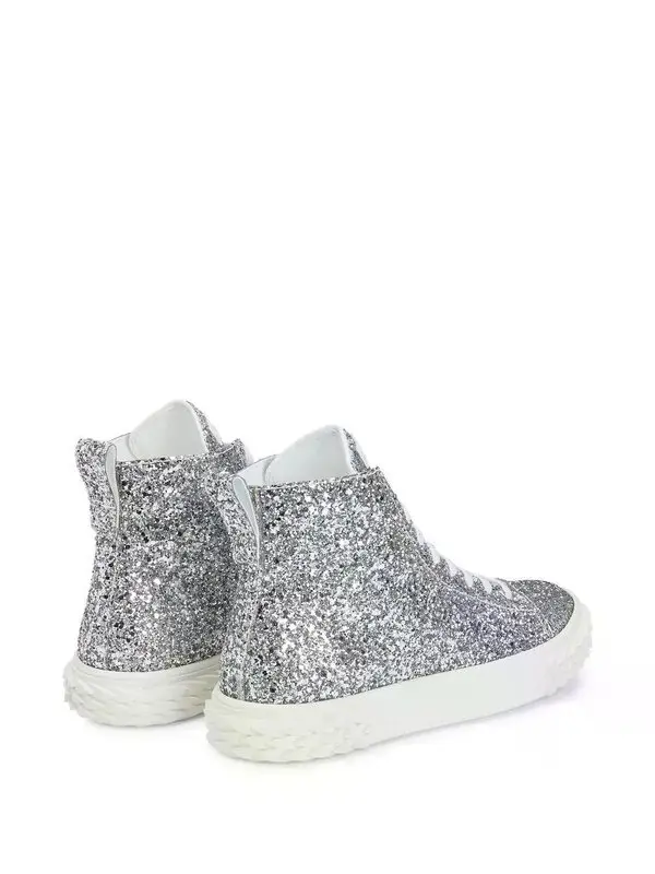 GIUSEPPE ZANOTTI Eco-blabber High-top Glitter Sneakers - Silver