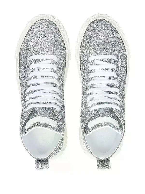 GIUSEPPE ZANOTTI Eco-blabber High-top Glitter Sneakers - Silver