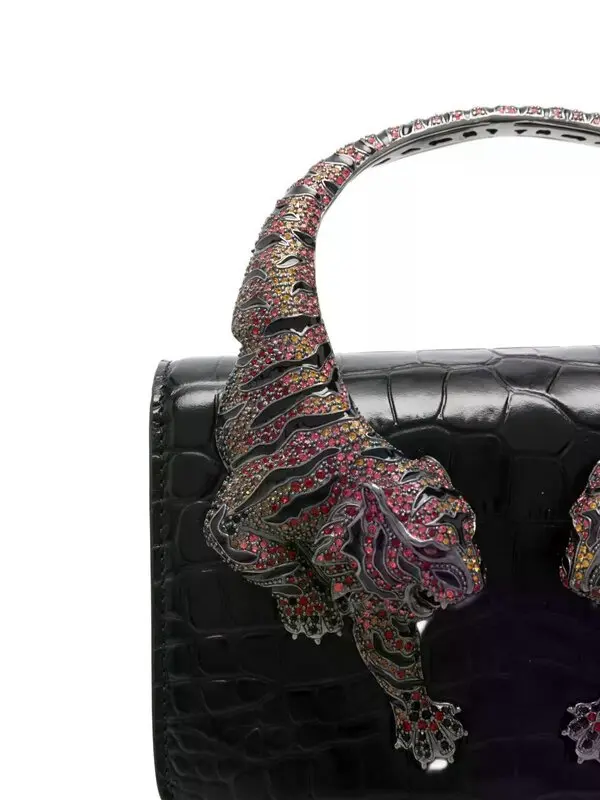 Roberto Cavalli Tiger-embellished Shoulder Bag - Black
