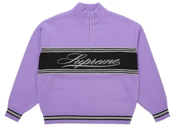 Supreme Script Stripe Half Zip Sweater