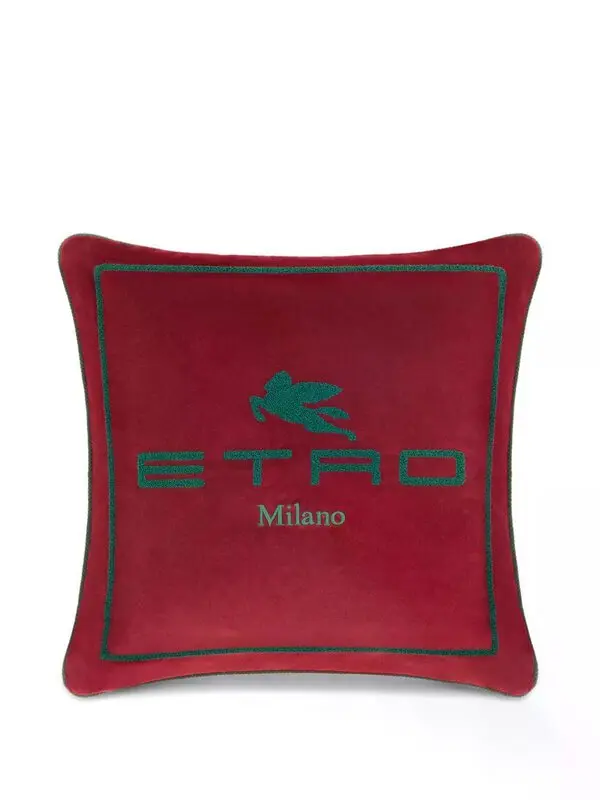 Etro Embroidered-logo Cushion - Red