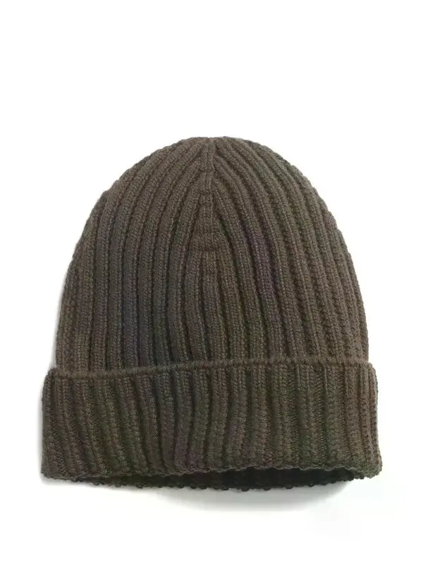 BARRIE Ribbed Cashmere Beanie - Green