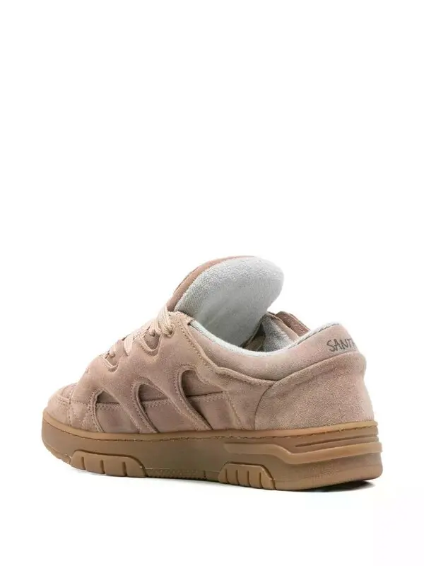 SANTHA Suede Cut-out Lace-up Sneakers - Neutrals