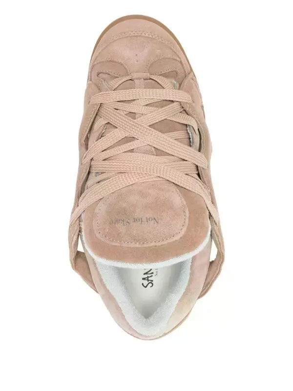 SANTHA Suede Cut-out Lace-up Sneakers - Neutrals
