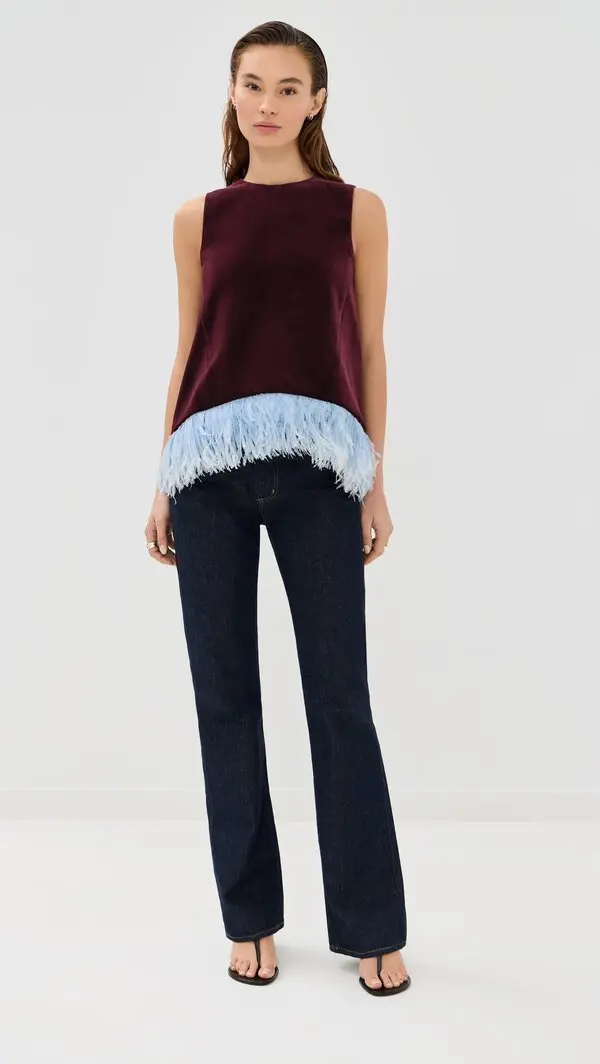 La DoubleJ La Scala Feather-trimmed Top