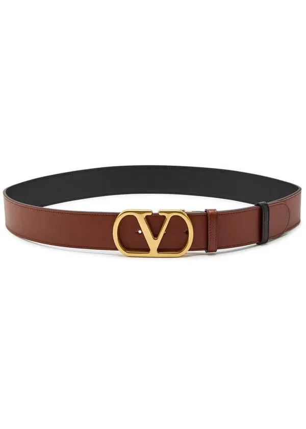 Valentino Garavani Vlogo Reversible Leather Belt - Brown