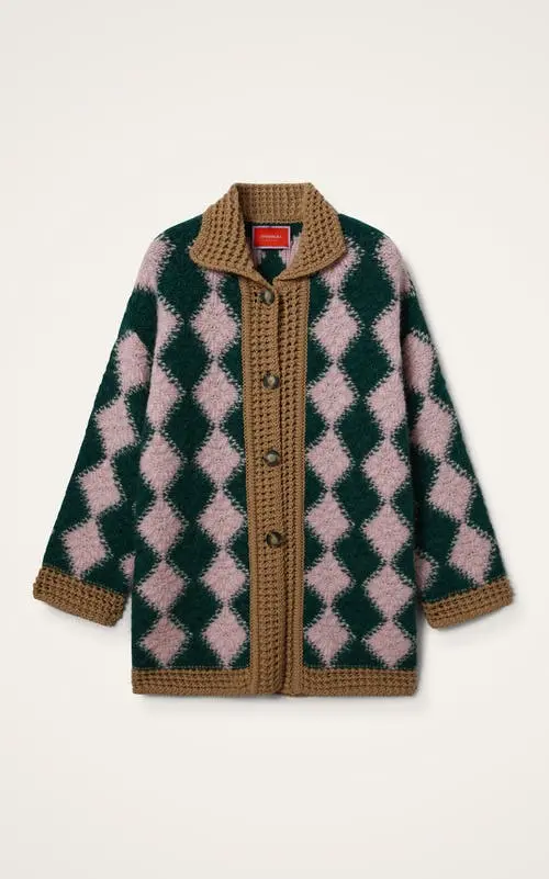 La DoubleJ Crochet Star Cardigan - Multicolor Pink