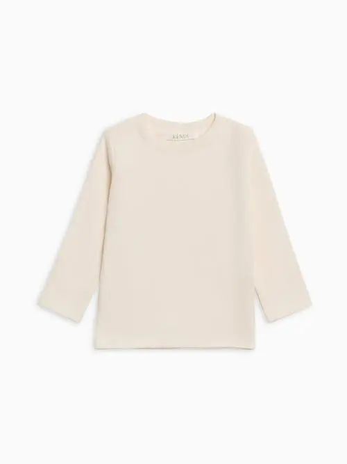 KENDI Rory Long Sleeve Ribbed Top - Ivory