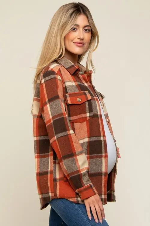 PINKBLUSH Plaid Shirt Jacket