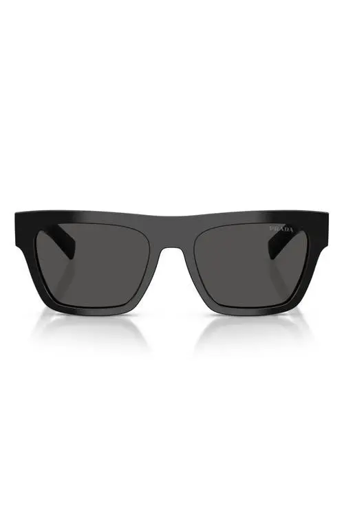 Prada 55mm Rectangular Sunglasses - Black/dark Grey