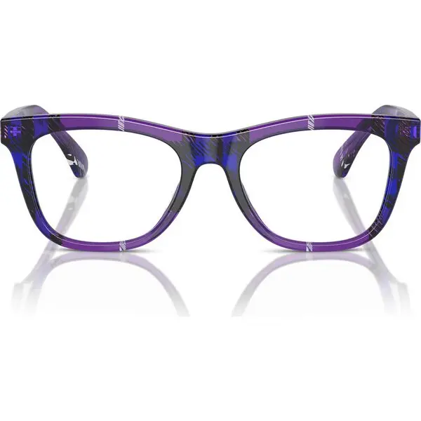 Burberry 47mm Square Optical Glasses - Check Violet/demo Lens