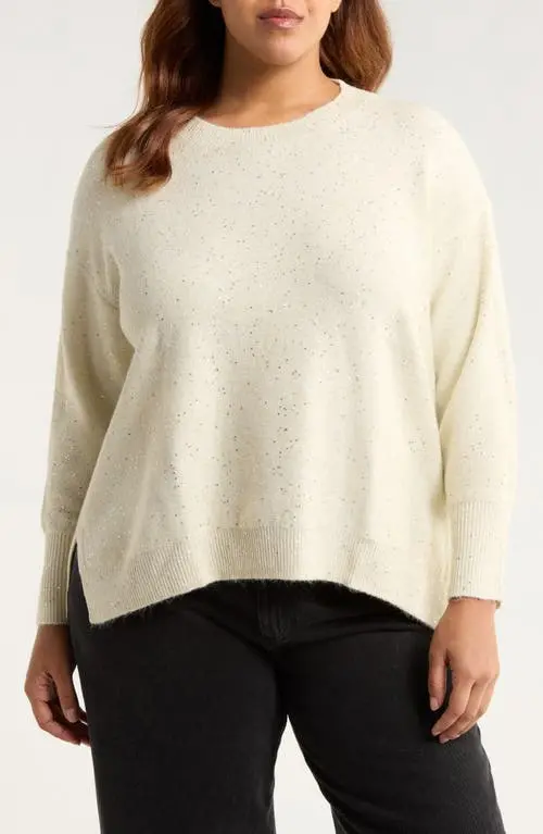 Vince Camuto Sequin Accent Crewneck Sweater - Cream Puff