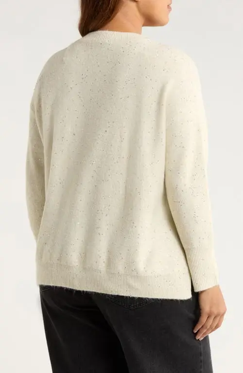 Vince Camuto Sequin Accent Crewneck Sweater - Cream Puff