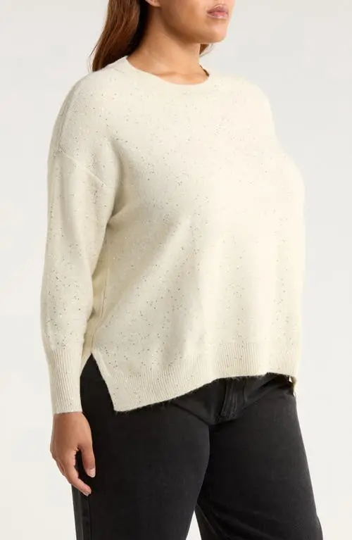 Vince Camuto Sequin Accent Crewneck Sweater - Cream Puff