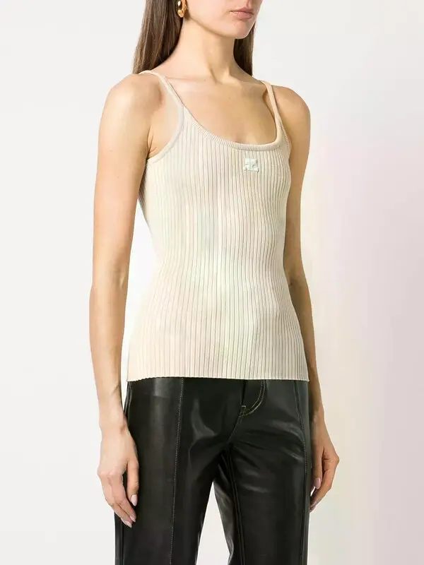 COURREGES Ribbed Knit Tank Top - Neutrals