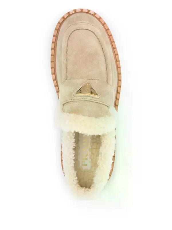 Prada Shearling Loafers - Neutrals