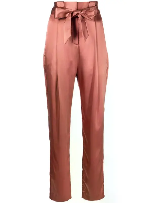 Michelle Mason High-waisted Pleated Trousers - Brown