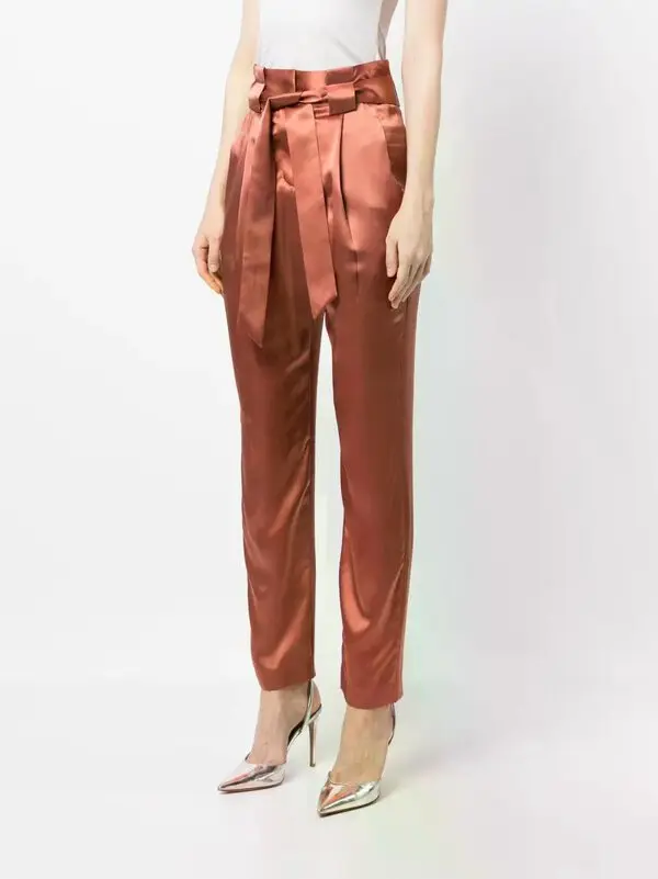 Michelle Mason High-waisted Pleated Trousers - Brown