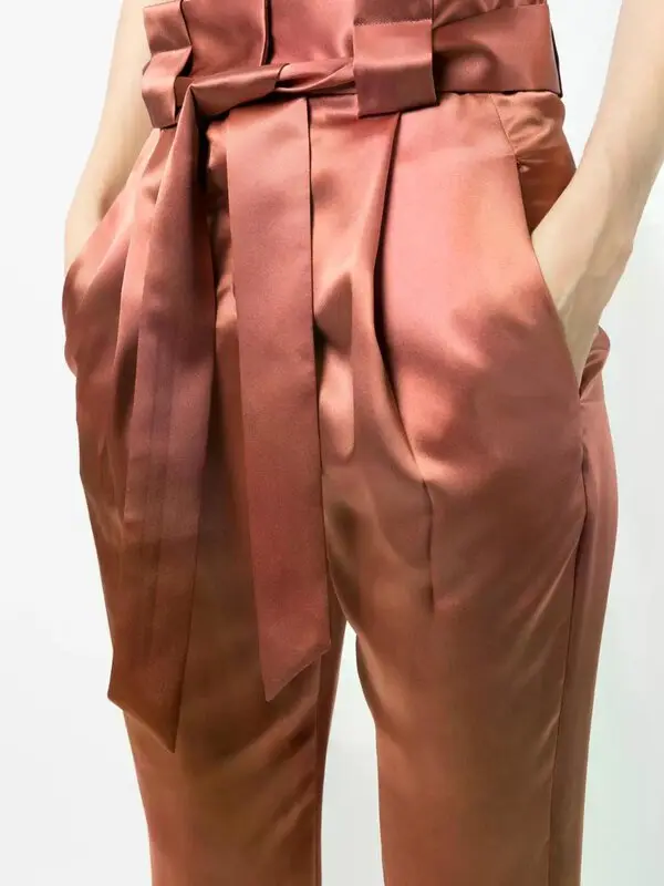 Michelle Mason High-waisted Pleated Trousers - Brown