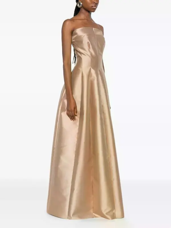 Alberta Ferretti Strapless Pleated Gown