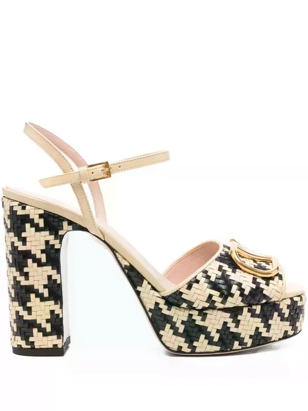 Valentino Garavani 115mm Houndstooth Platform Heeled Sandals