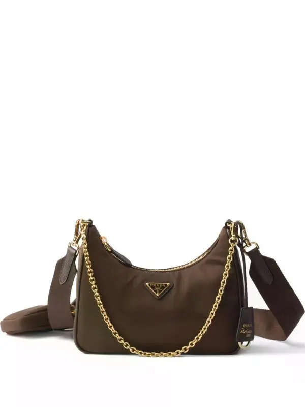 Prada Re-edition 2005 Shoulder Bag With Saffiano Leather Trim - Brown