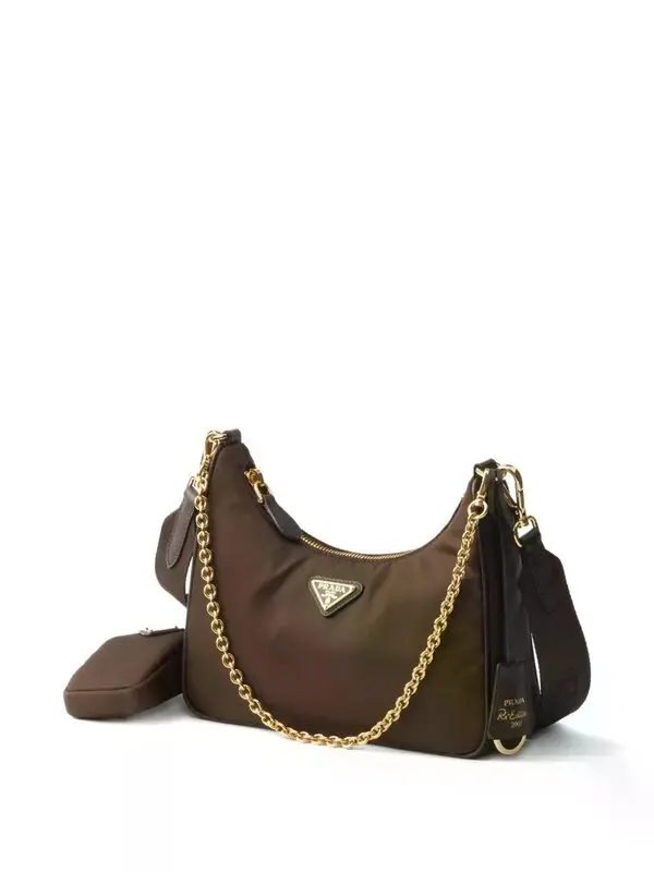 Prada Re-edition 2005 Shoulder Bag With Saffiano Leather Trim - Brown