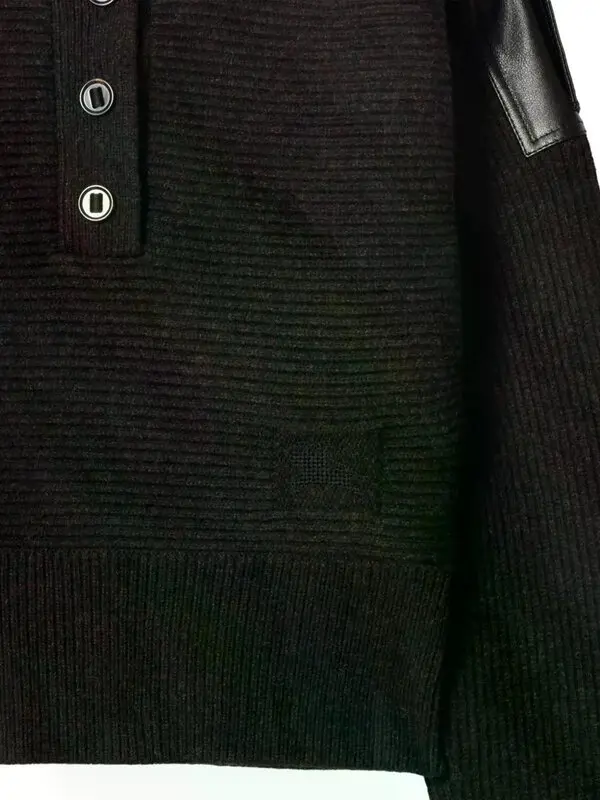 Burberry Rib-knit Wool Sweater With Leather Epaulettes
