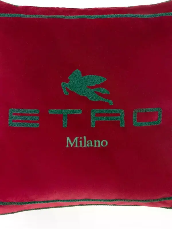 Etro Embroidered-logo Cushion - Red