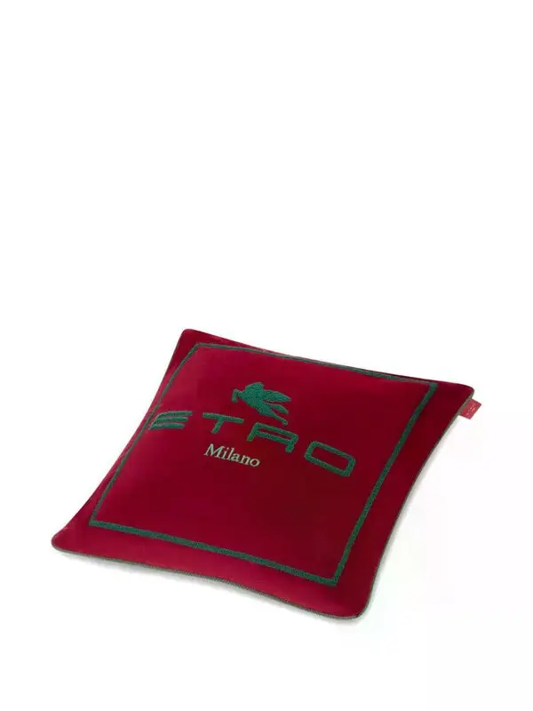 Etro Embroidered-logo Cushion - Red