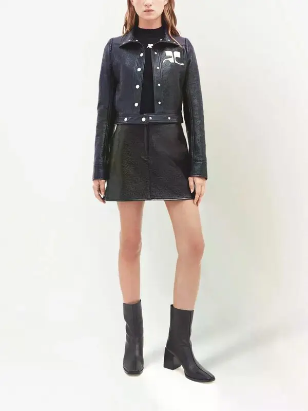 COURREGES Vinyl Logo-patch Jacket - Blue