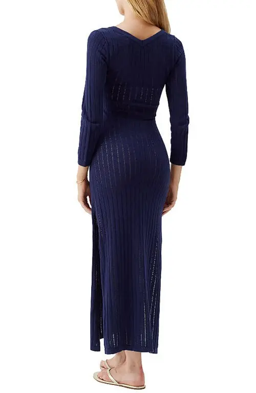 Melissa Odabash Jade Long Sleeve Semisheer Cotton Cover-up Dress