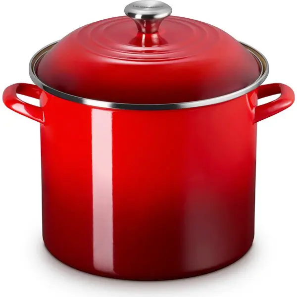 LE CREUSET Enameled Stainless Steel Stockpot - Cerise