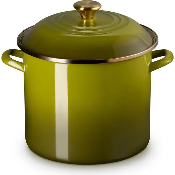LE CREUSET Enameled Stainless Steel Stockpot - Olive