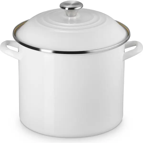 LE CREUSET Enameled Stainless Steel Stockpot - White