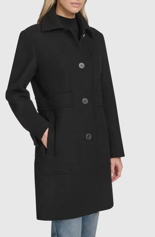 Andrew Marc Emmeline Wool-blend Basket Weave Coat - Black