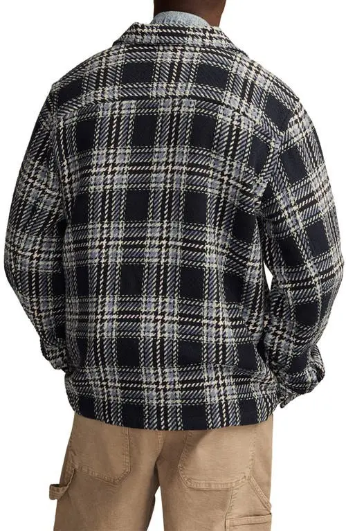 Lucky Brand Plaid Twill Shirt Jacket - Navy Multi