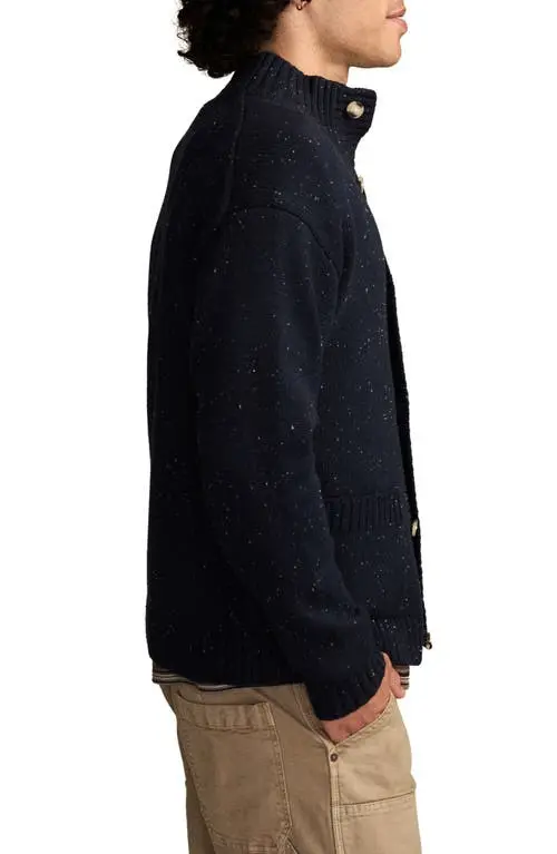 Lucky Brand Nep Mock Neck Cardigan - Naval Academy
